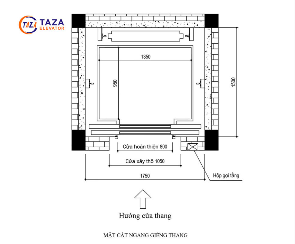 Bản vẽ thiết kế thang máy gia đình không phòng máy